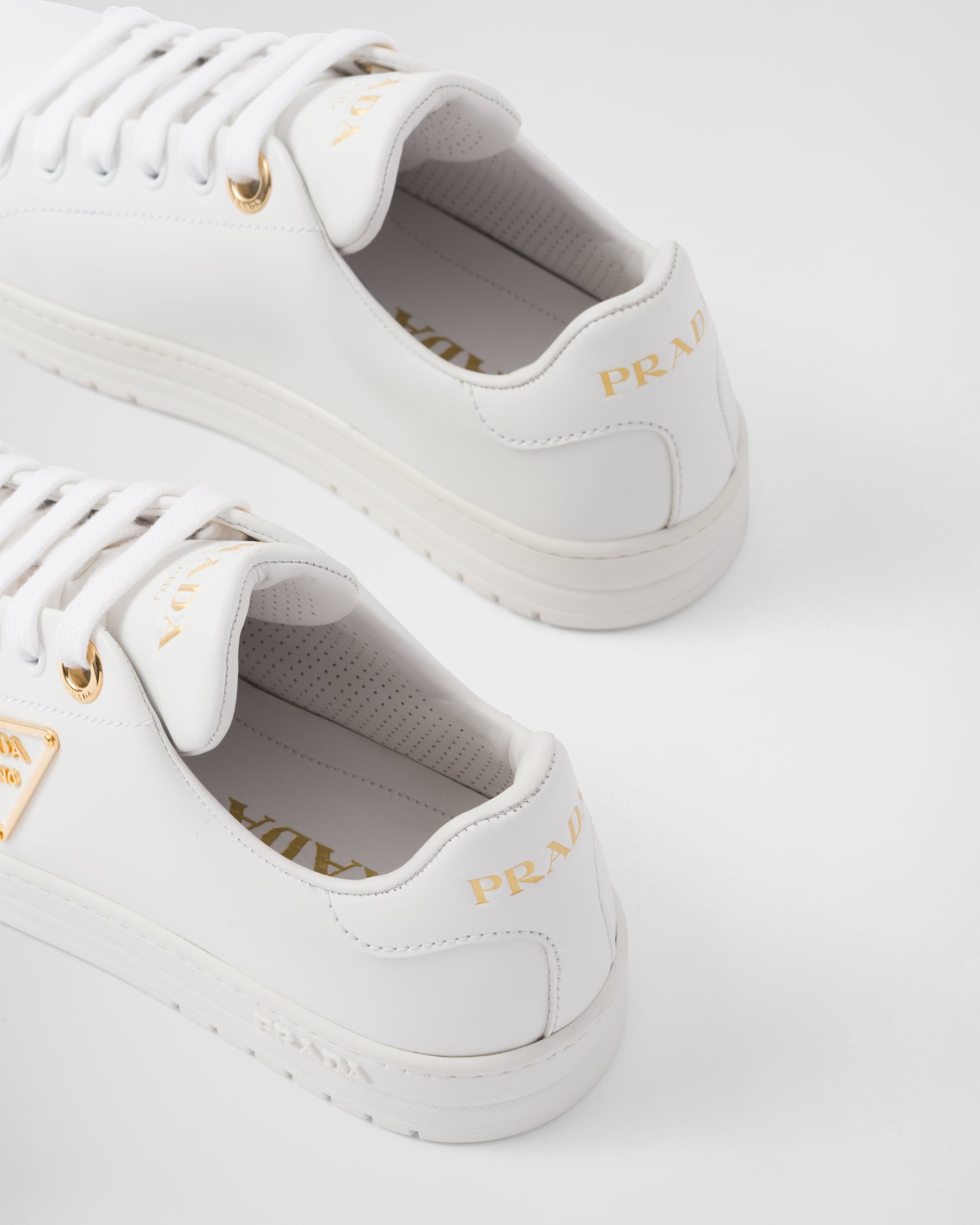 White Smooth Leather Sneakers | PRADA