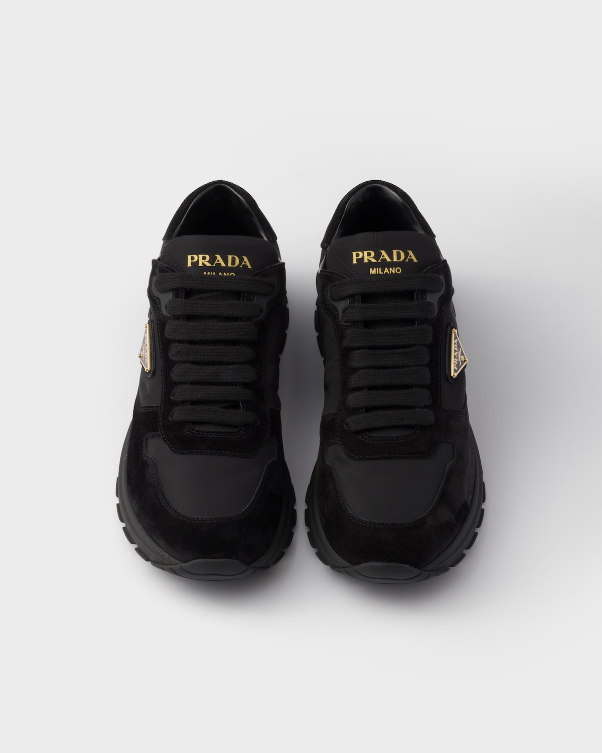 Black Prax 2.0 Re-nylon And Suede Sneakers | PRADA