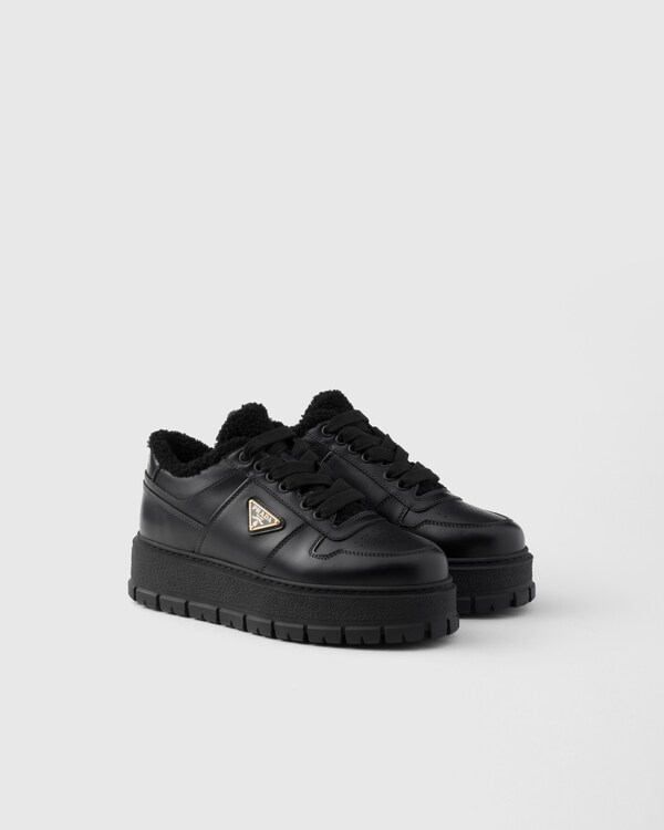 Black Leather Sneakers | PRADA