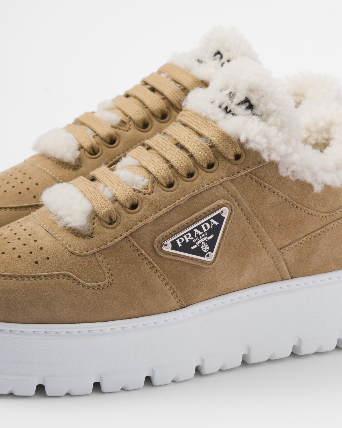 Ecru Suede Sneakers | PRADA