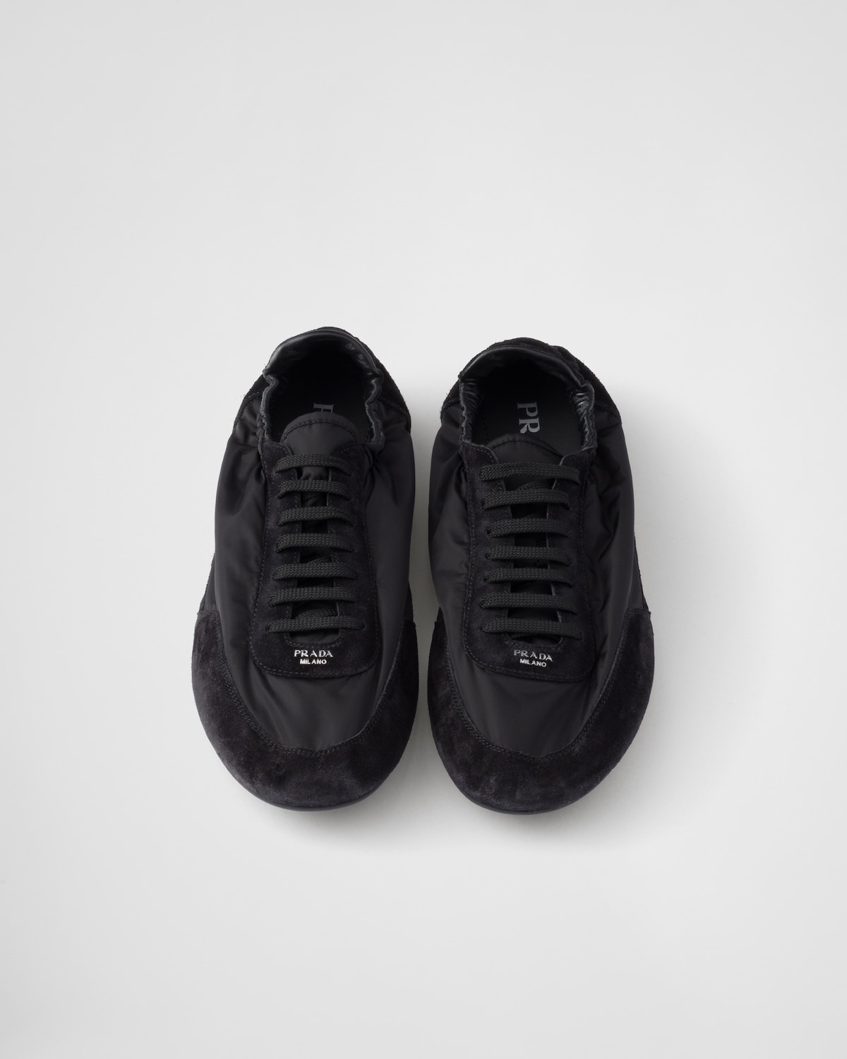 Black Collapse Re-nylon And Suede Sneakers | PRADA