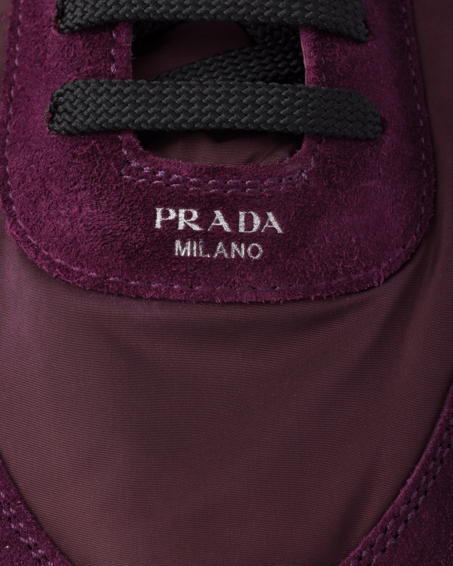 Burgundy Collapse Re-nylon And Suede Sneakers | PRADA