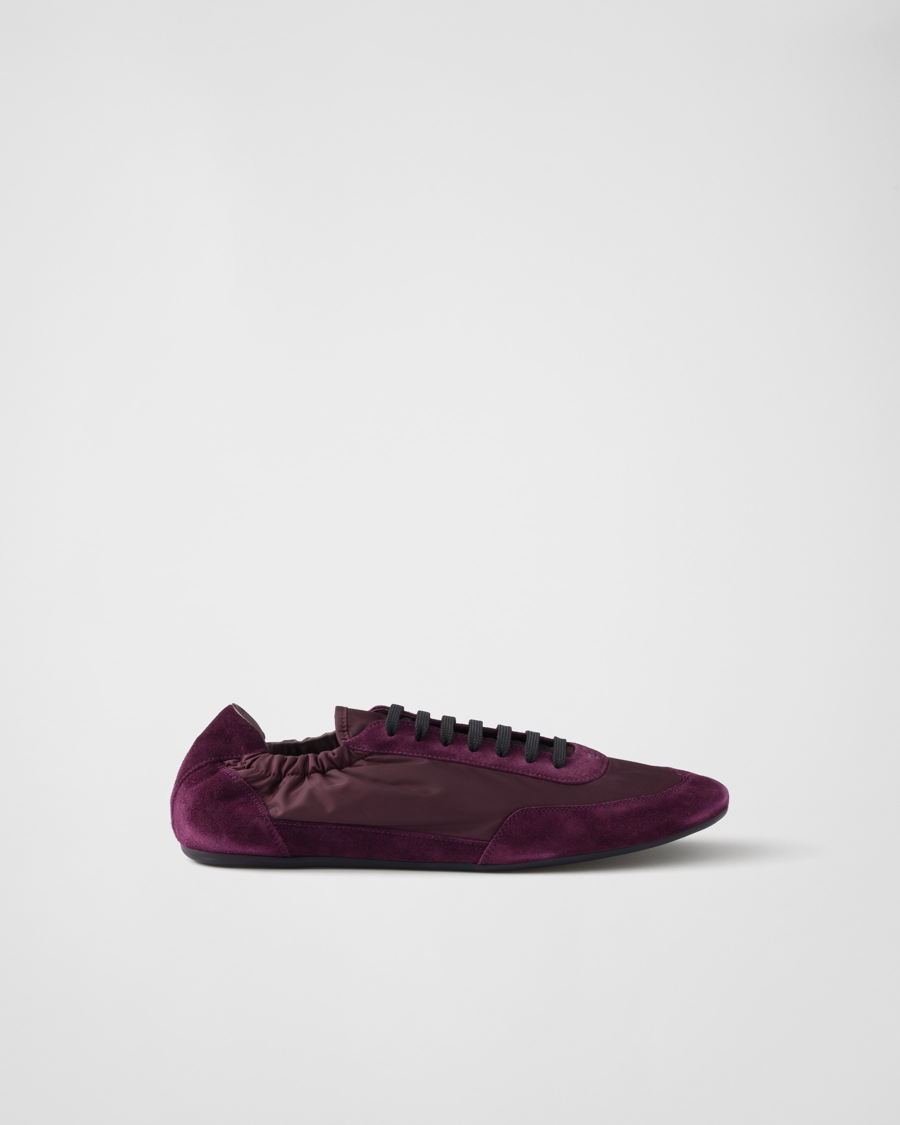 Burgundy Collapse Re-nylon And Suede Sneakers | PRADA