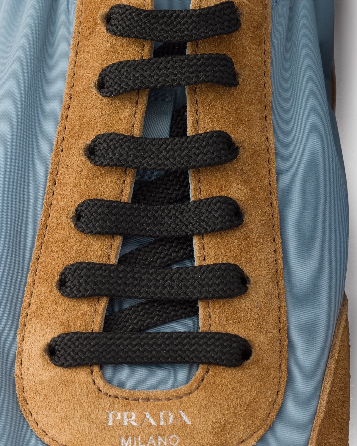Astral Blue/cinnamon Collapse Re-nylon And Suede Sneakers | PRADA ...