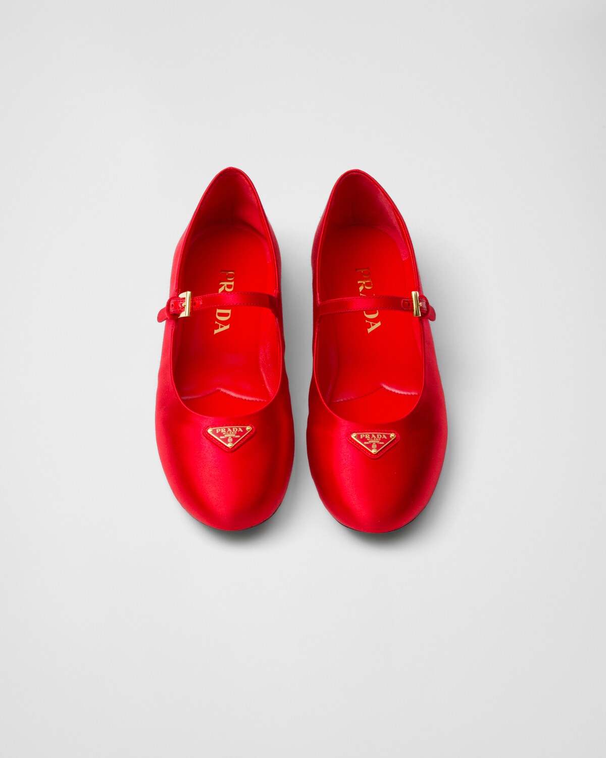 Fiery Red Satin Ballerinas | PRADA
