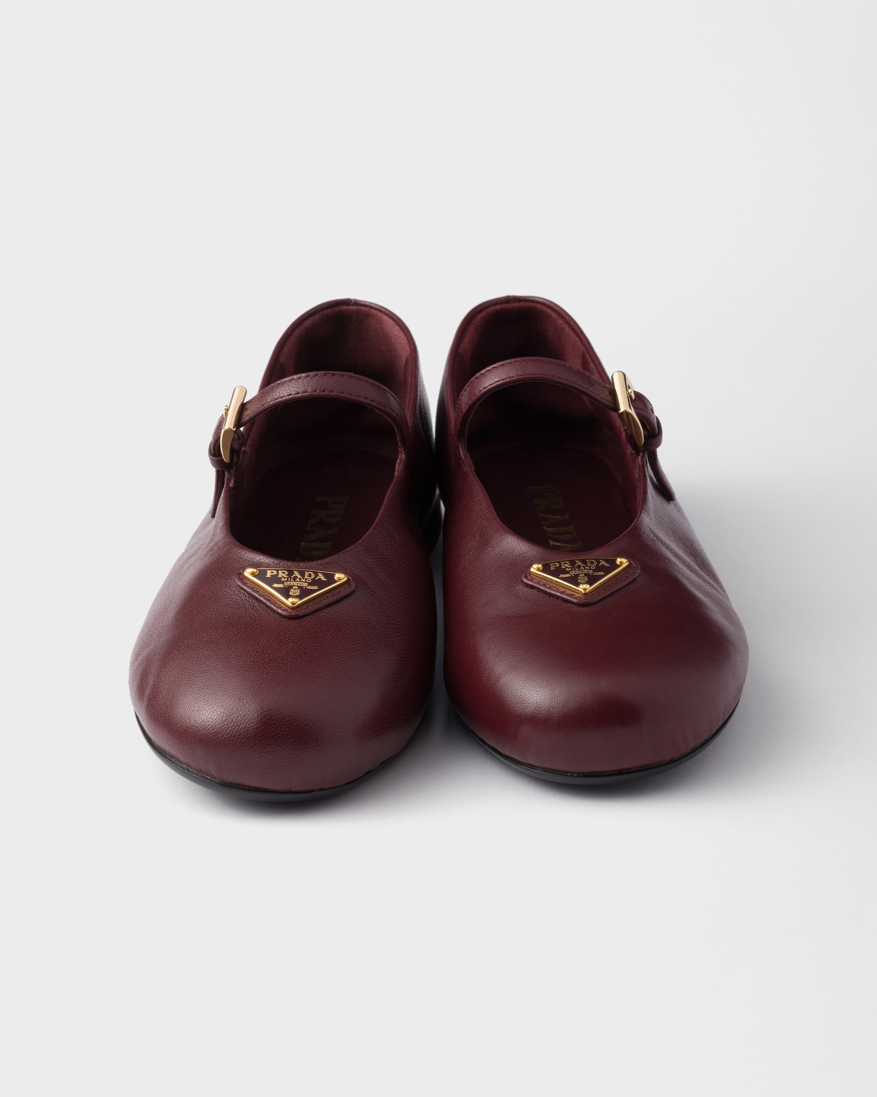 Burgundy Nappa Leather Ballerinas | PRADA - United States