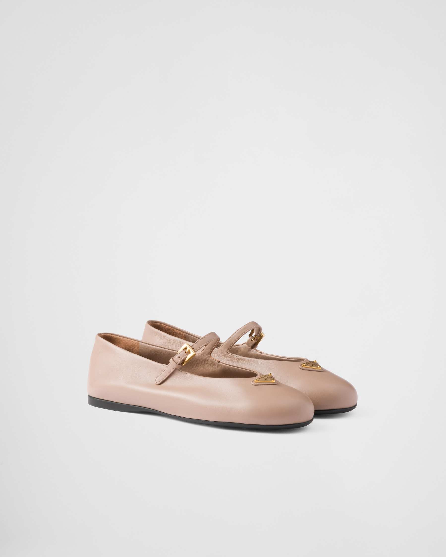 Powder Pink Nappa Leather Ballerinas | PRADA