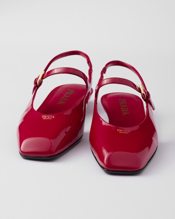 Cherry Red Patent Leather Slingback Ballerinas | PRADA