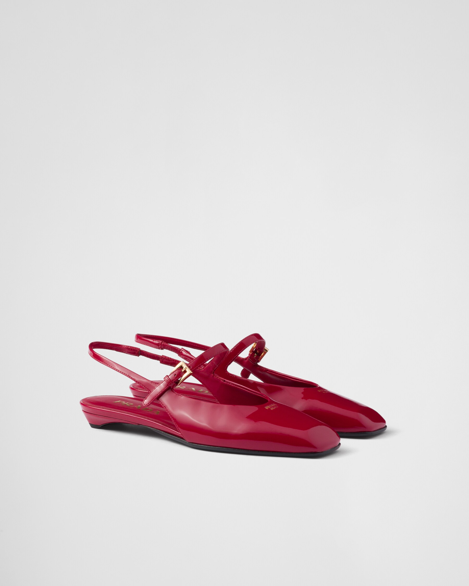 Cherry Red Patent Leather Slingback Ballerinas | PRADA