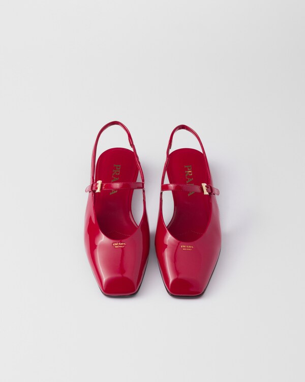 Cherry Red Patent Leather Slingback Ballerinas | PRADA