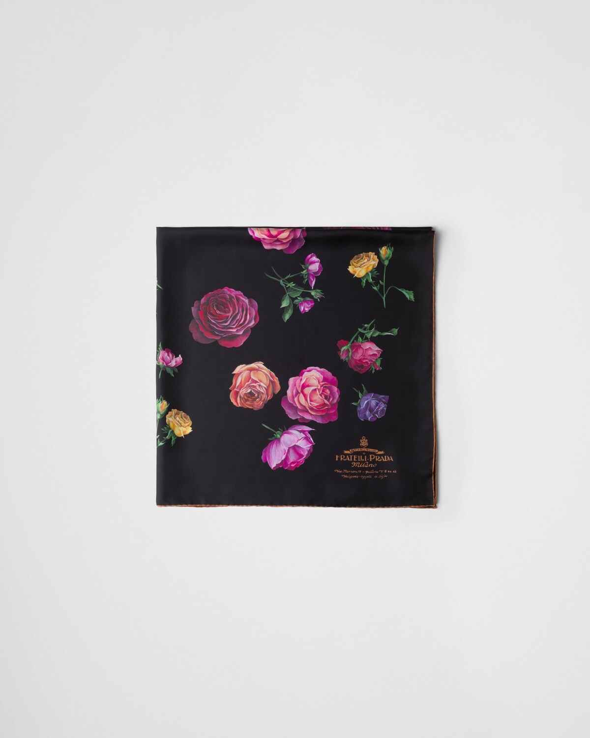 Black Printed Silk Twill Scarf | PRADA