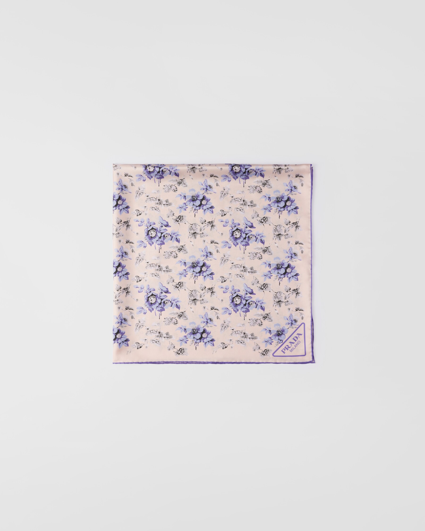 Periwinkle Blue Printed Silk Twill Scarf | PRADA