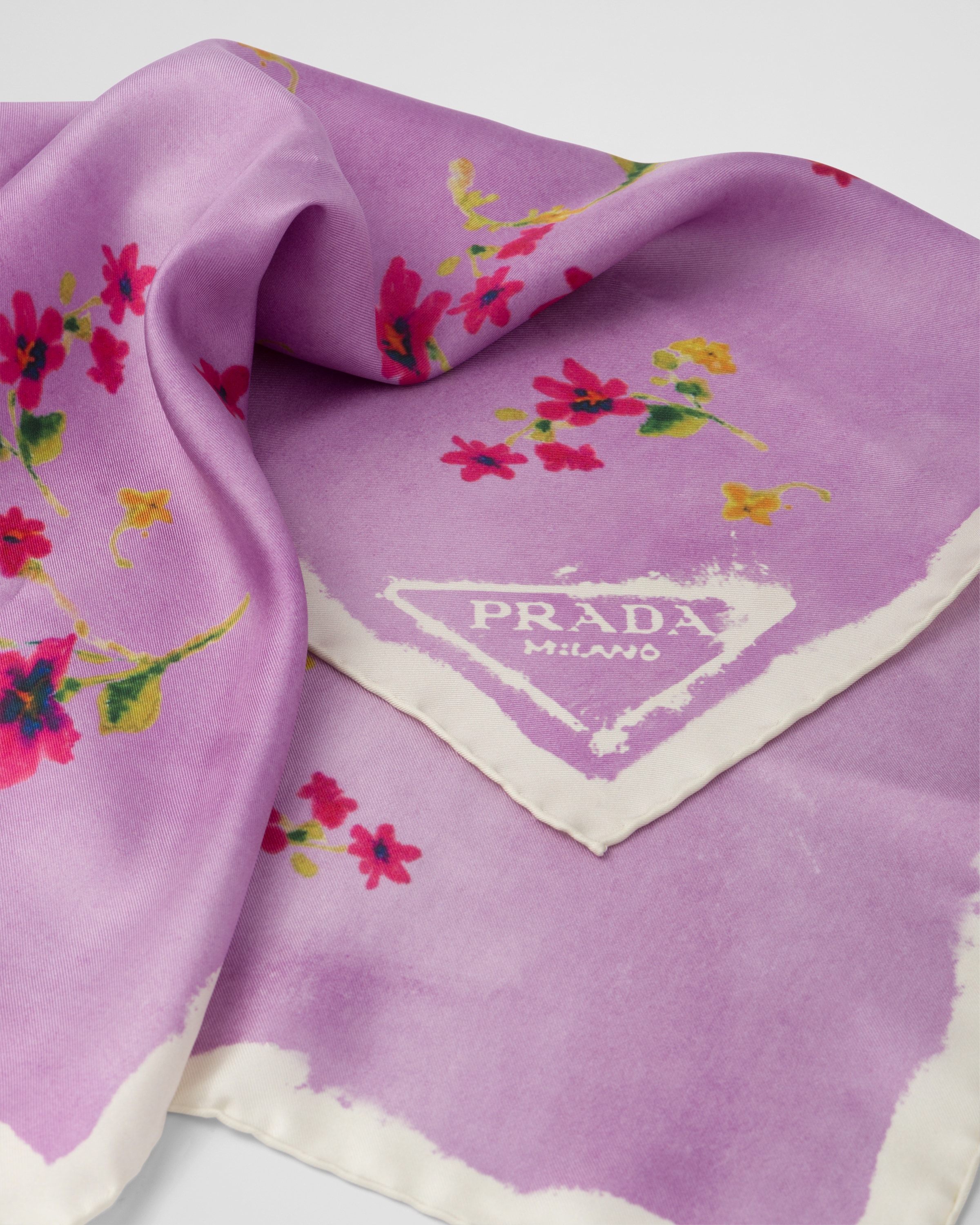 Wisteria Printed Silk Twill Foulard | PRADA