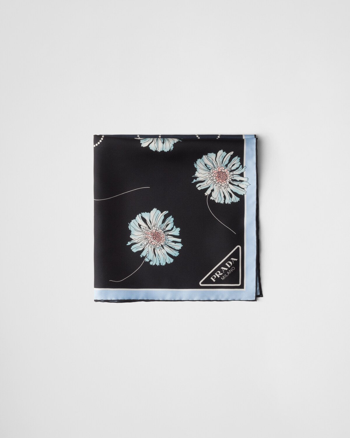 Astro/bleu Printed Silk Twill Scarf | PRADA