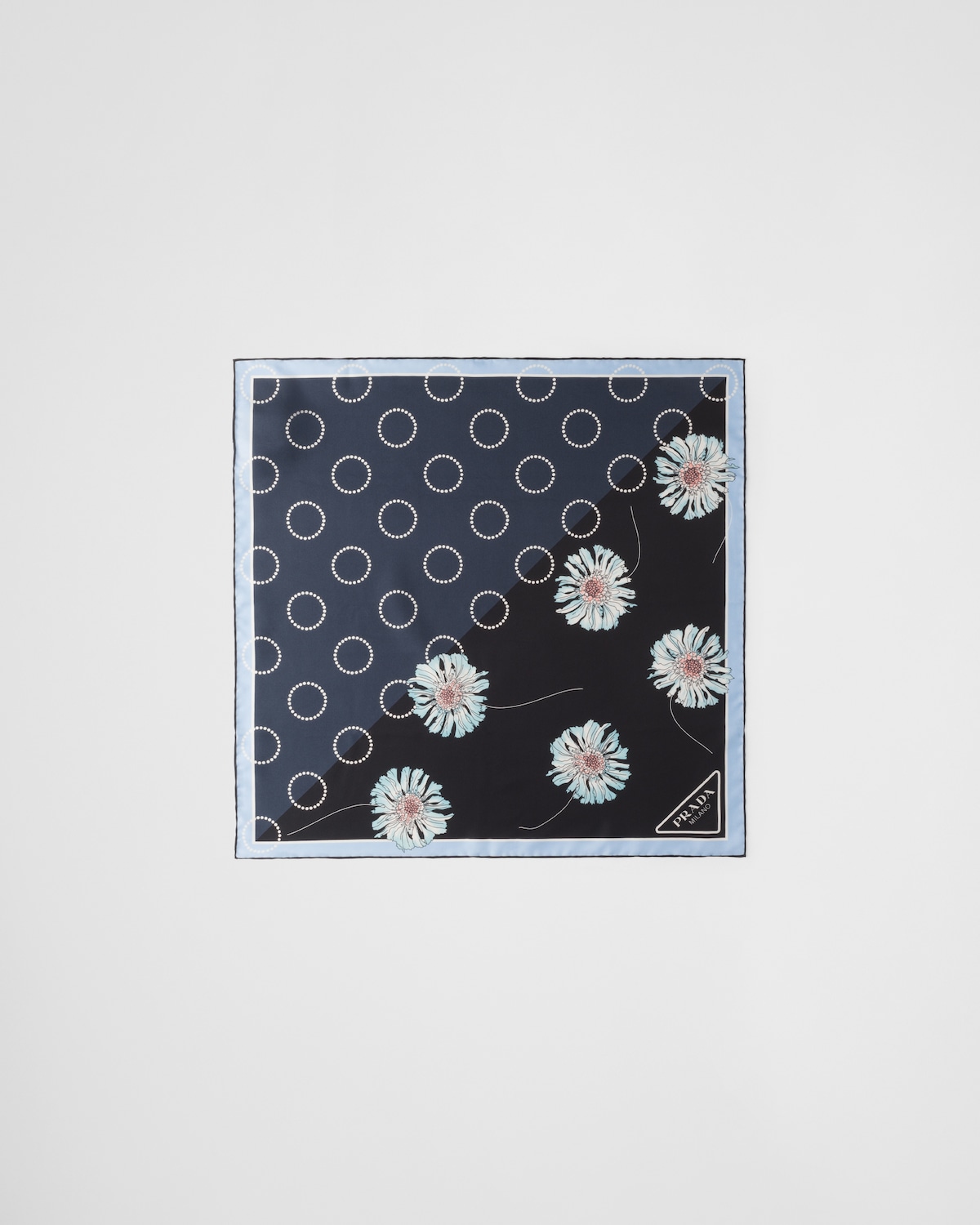 Astro/bleu Printed Silk Twill Scarf | PRADA