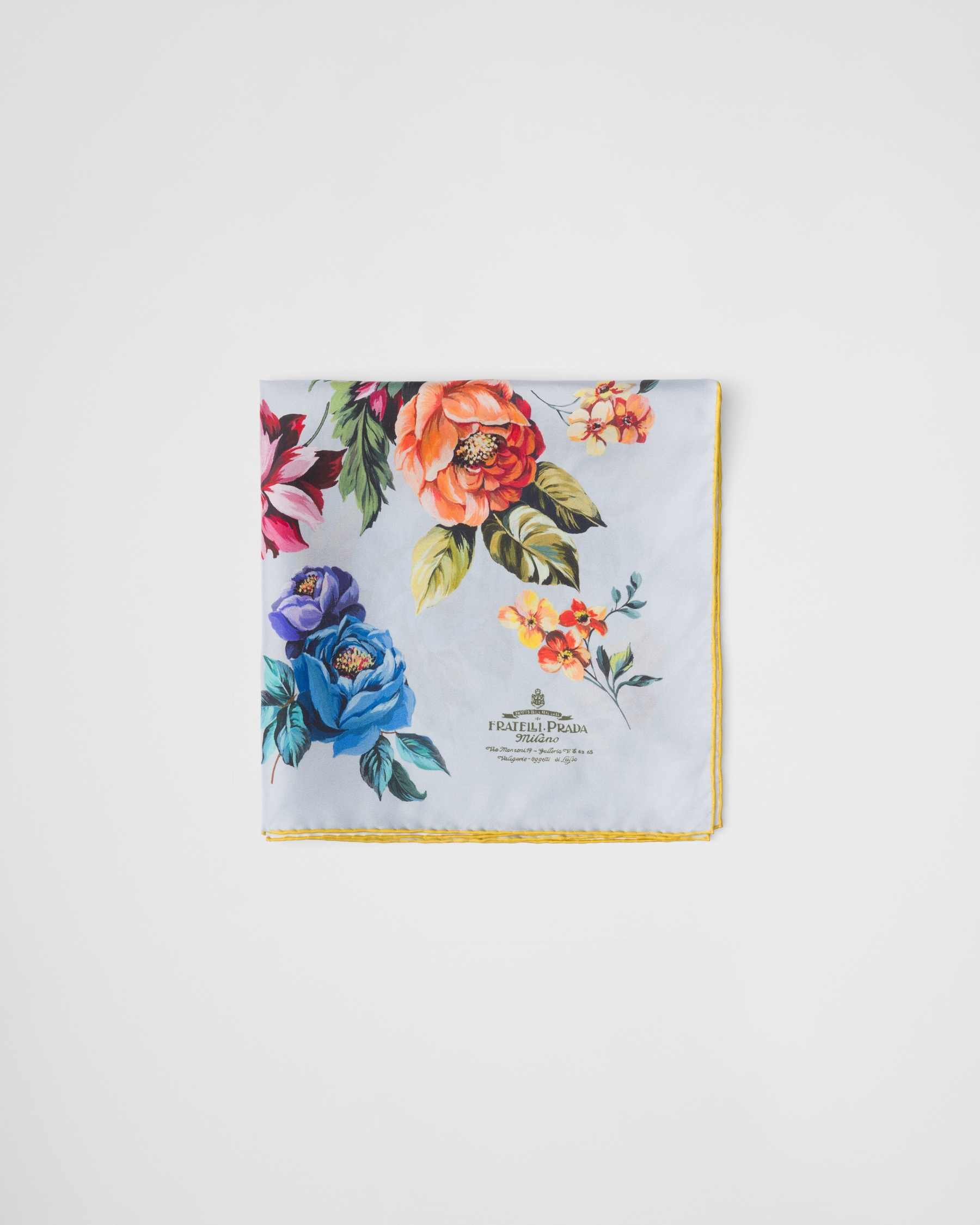 Steel Gray Printed Twill Scarf | PRADA