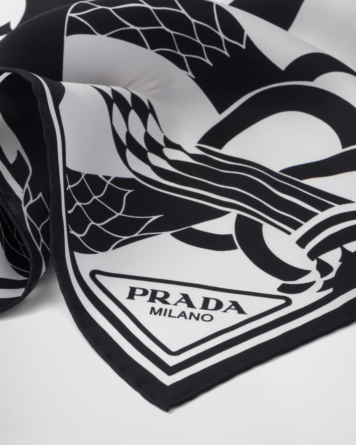 White Printed Silk Twill Scarf | PRADA