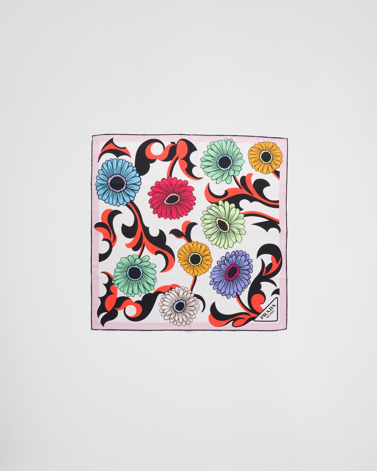 White Printed Silk Twill Scarf | PRADA