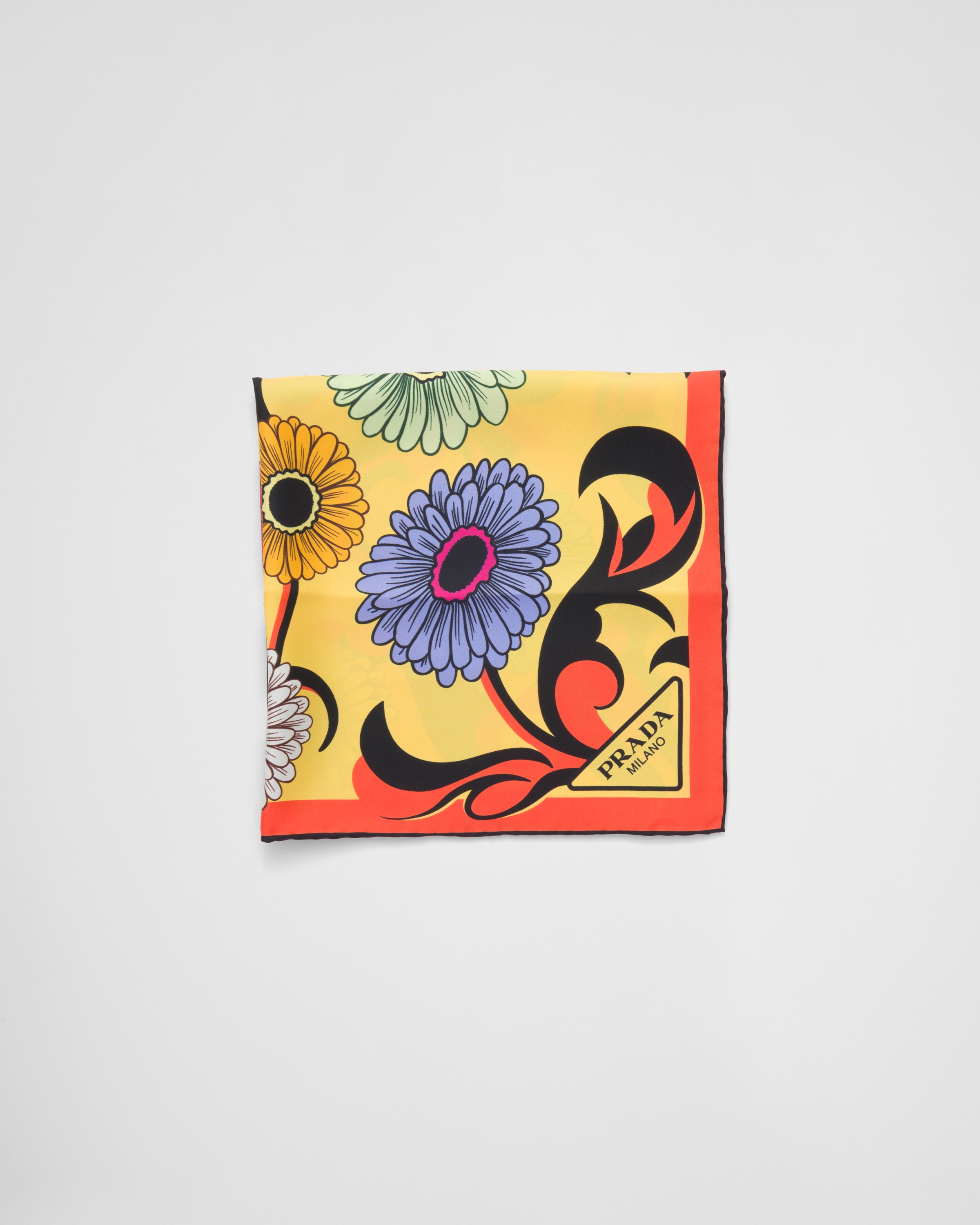 Sunny Yellow Printed silk twill scarf | Prada