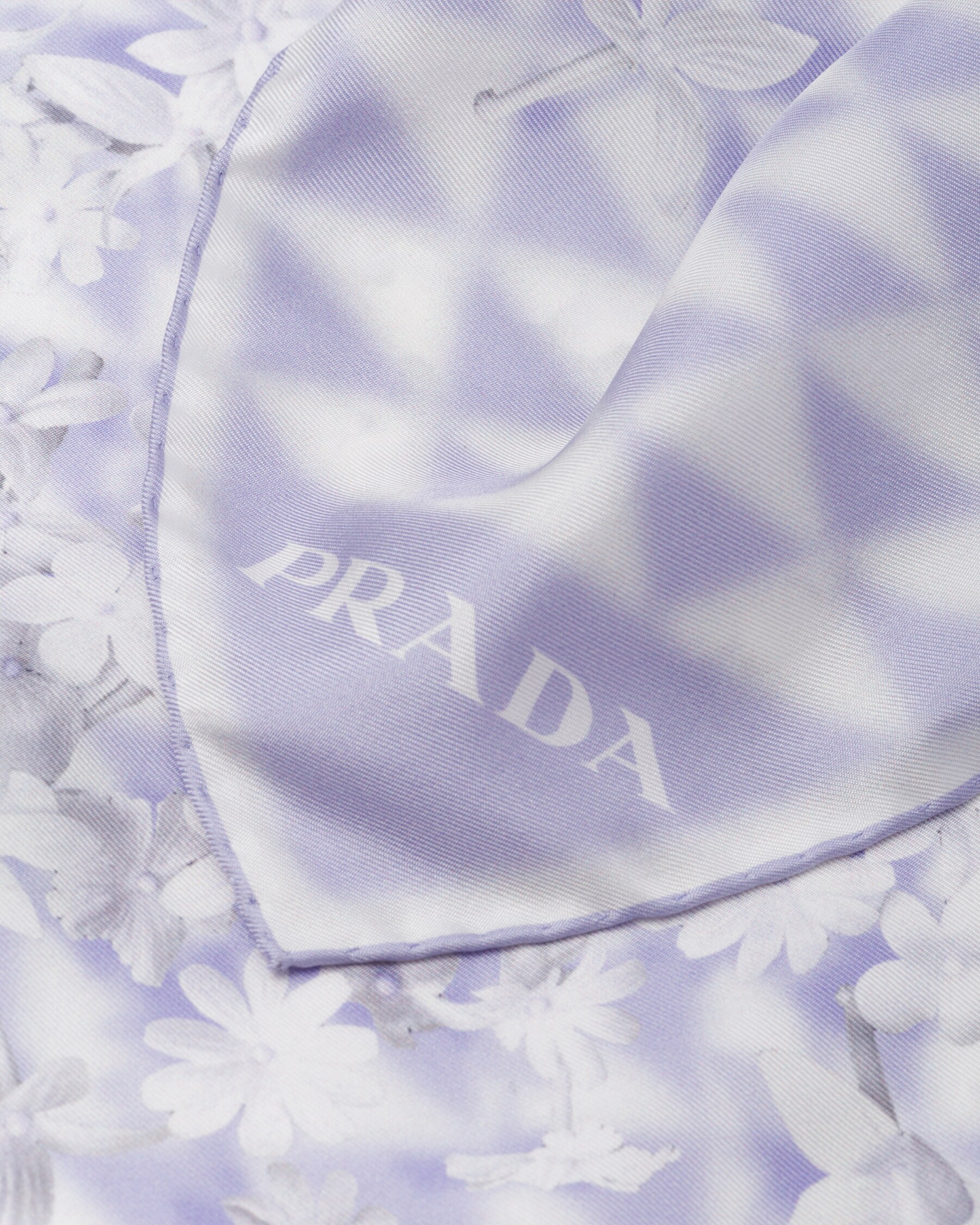 Wisteria+white Printed Twill Scarf | PRADA