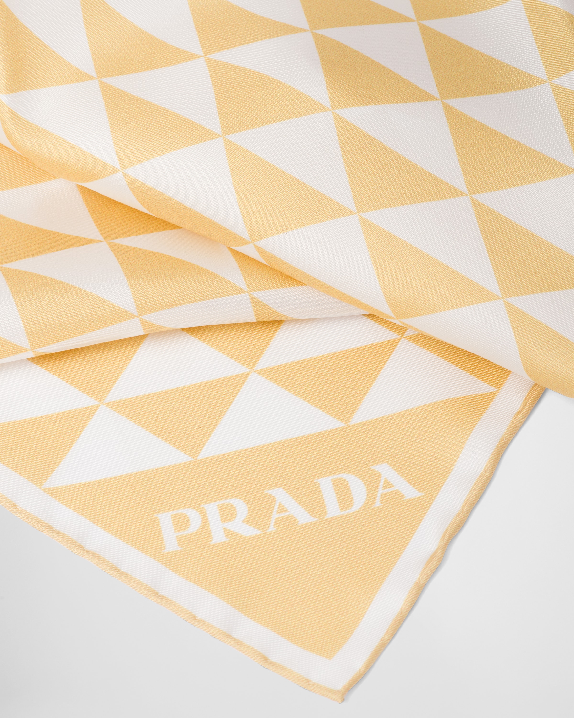 White/platinum Printed Silk Twill Scarf | PRADA