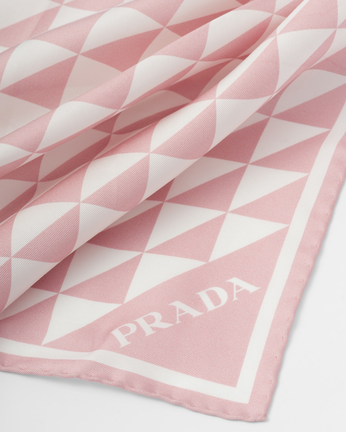 Alabaster White/white Printed Silk Twill Scarf | PRADA