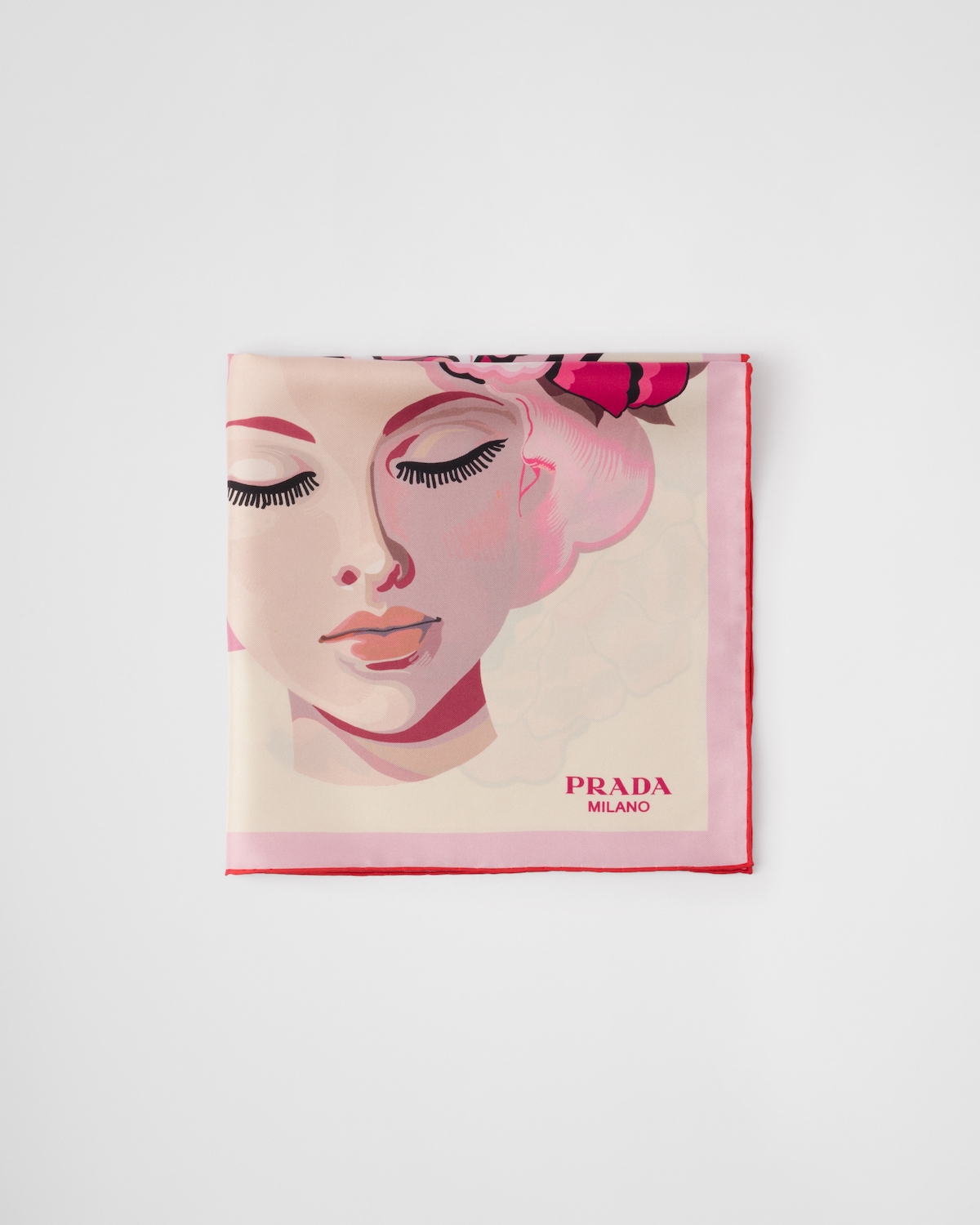 Alabaster Pink Printed Silk Twill Scarf 55x55 | PRADA