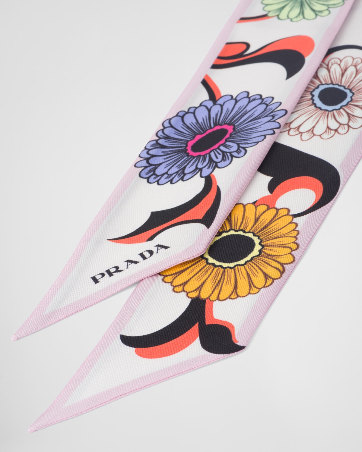 White Printed Silk Twill Scarf | PRADA