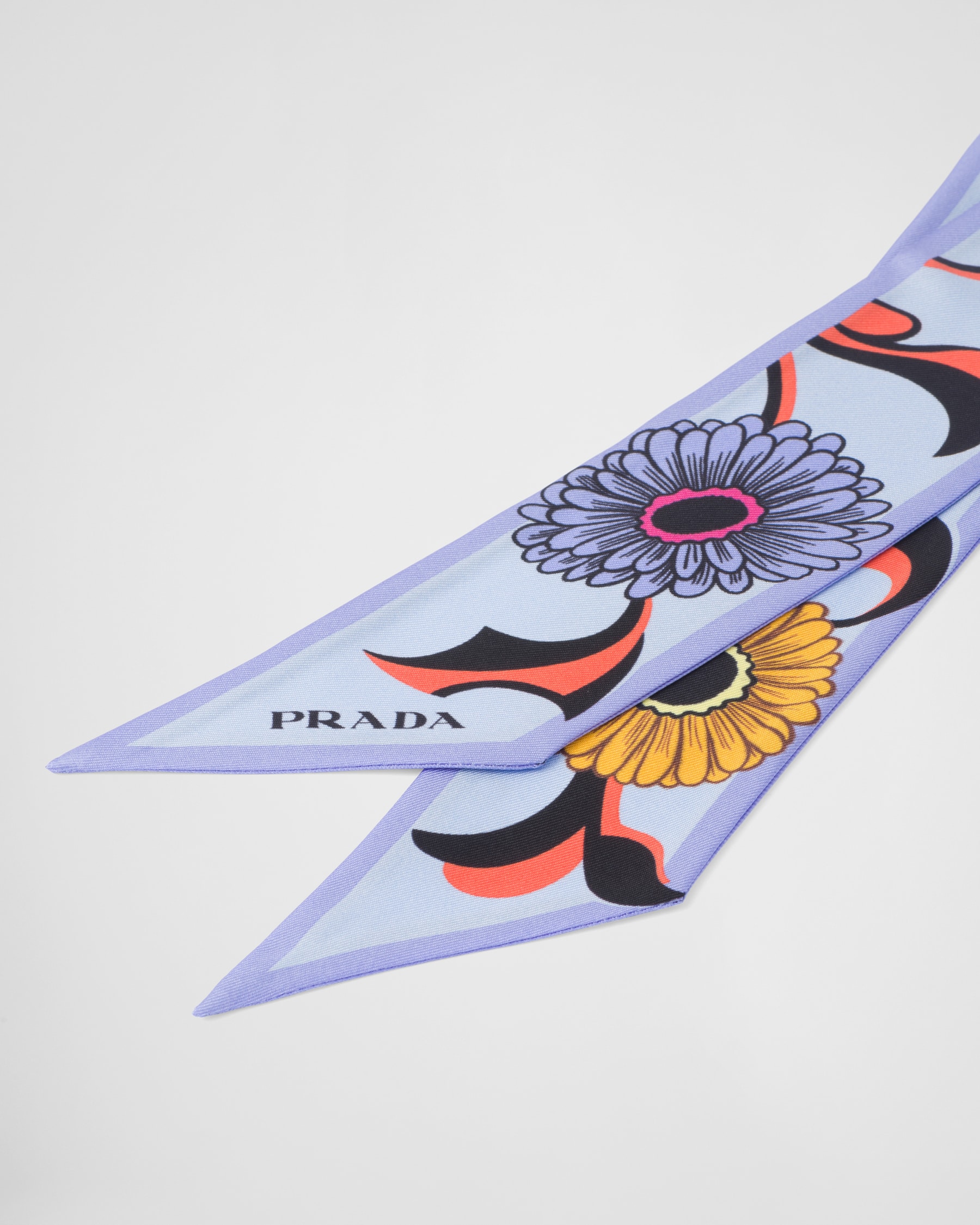 Astral Blue Printed Silk Twill Scarf | PRADA