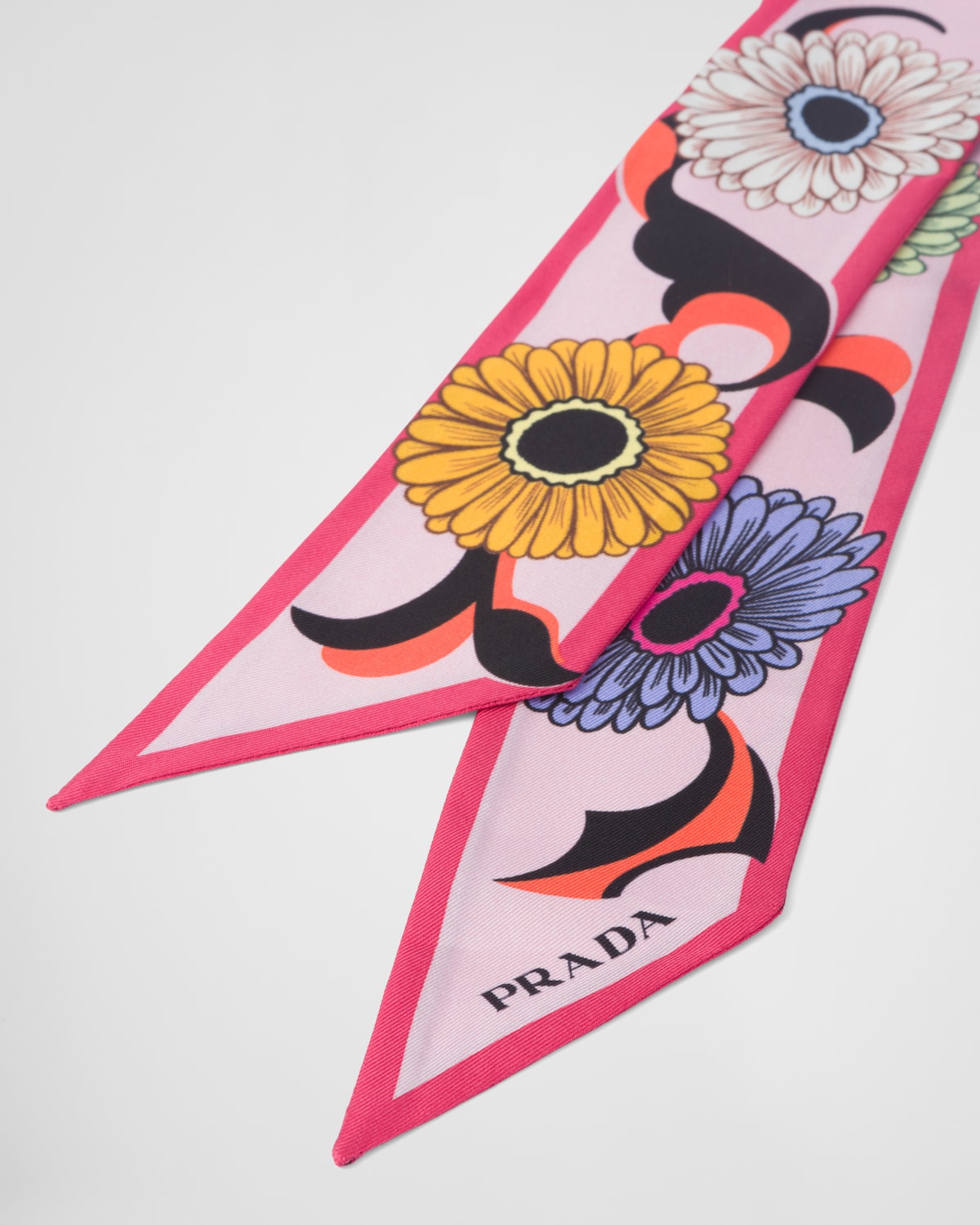 Alabaster Pink Printed Silk Twill Scarf | PRADA
