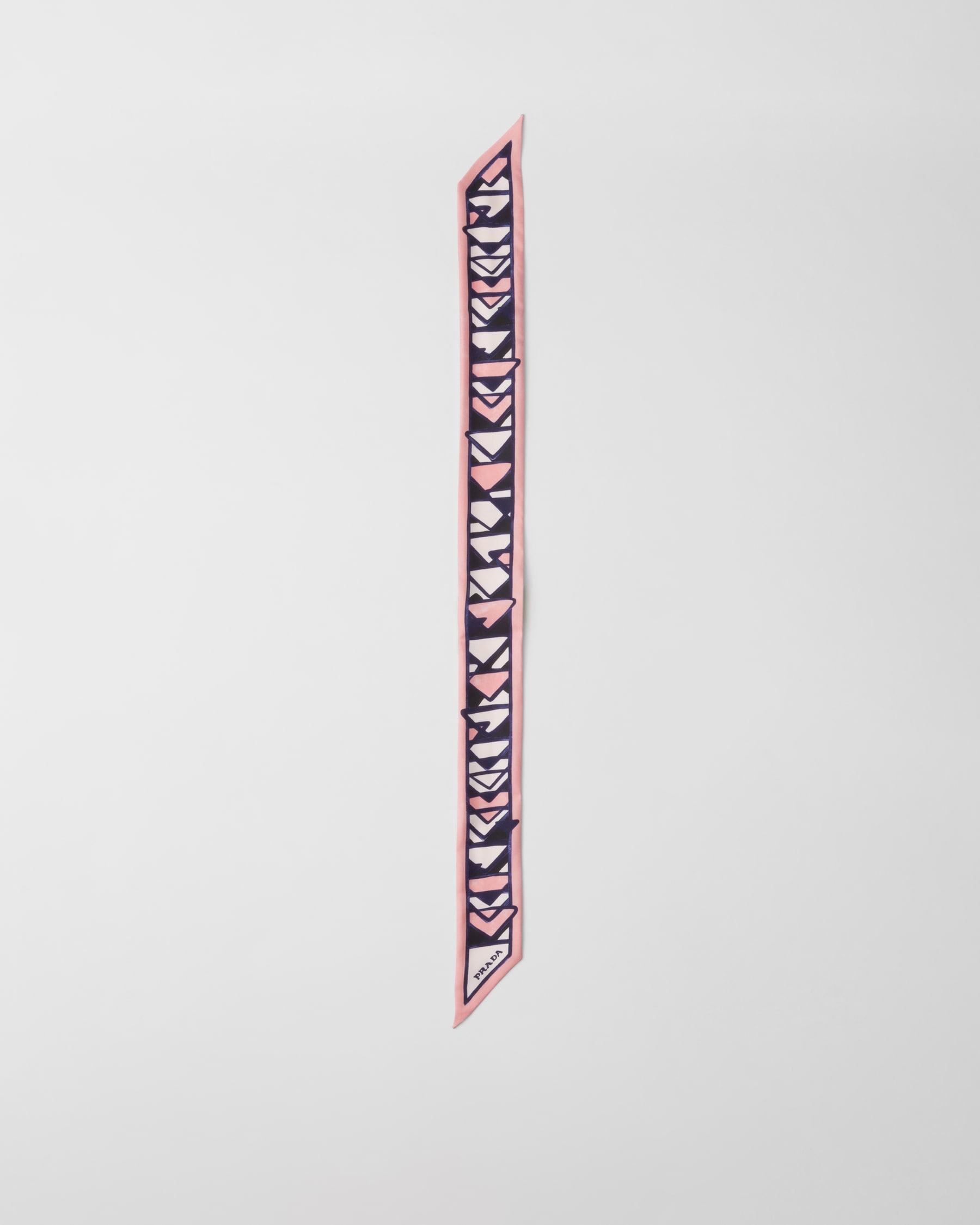 Pink/black Printed Twill Skinny Scarf | PRADA