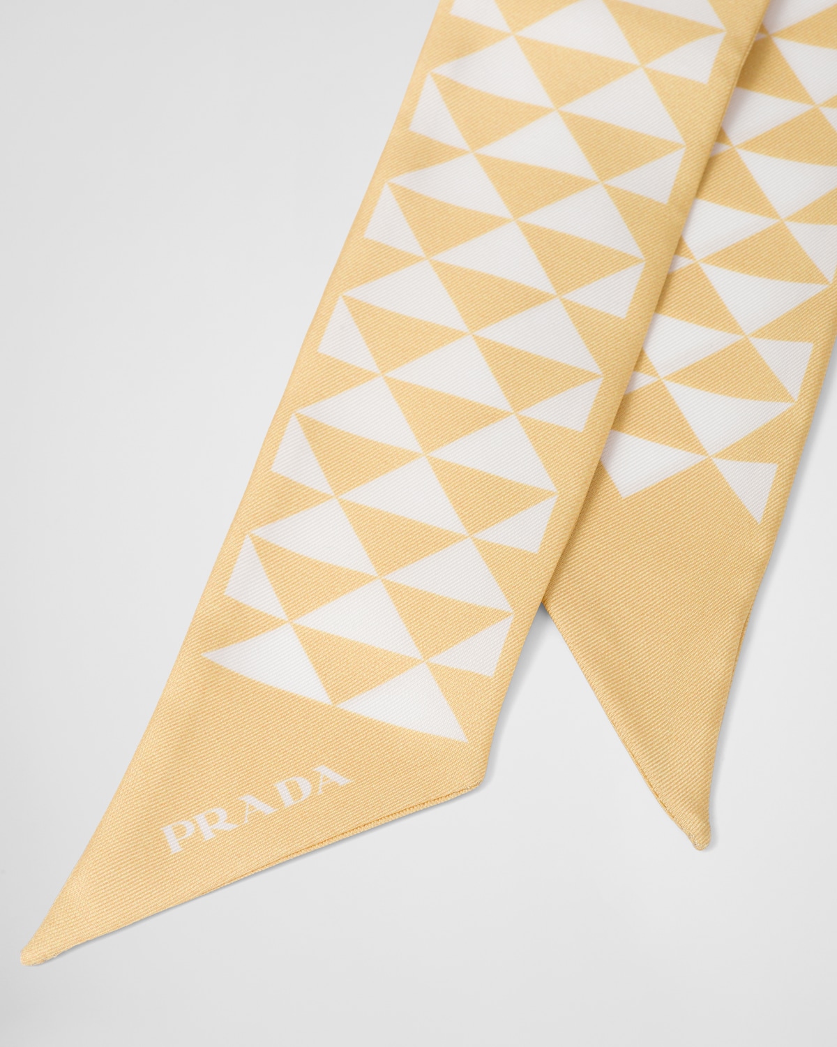 White/platinum Printed Silk Twill Scarf | PRADA