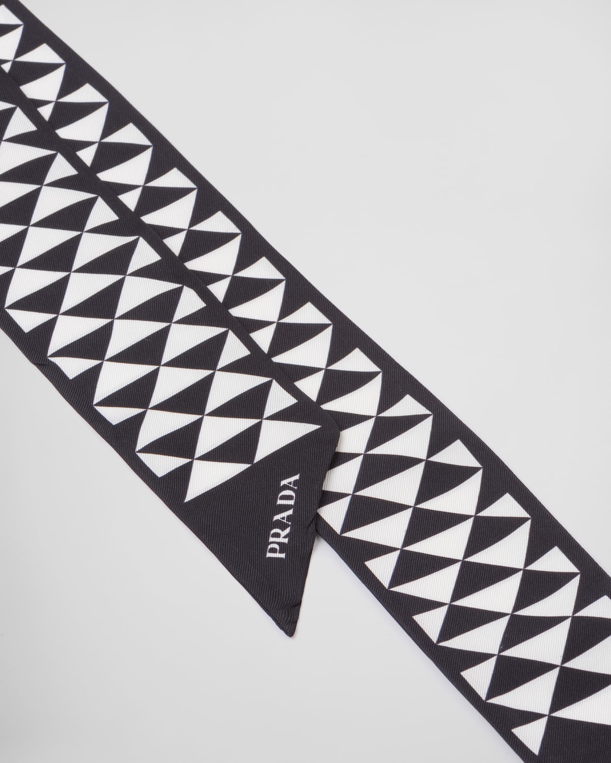 Black/white Printed Silk Twill Scarf | PRADA