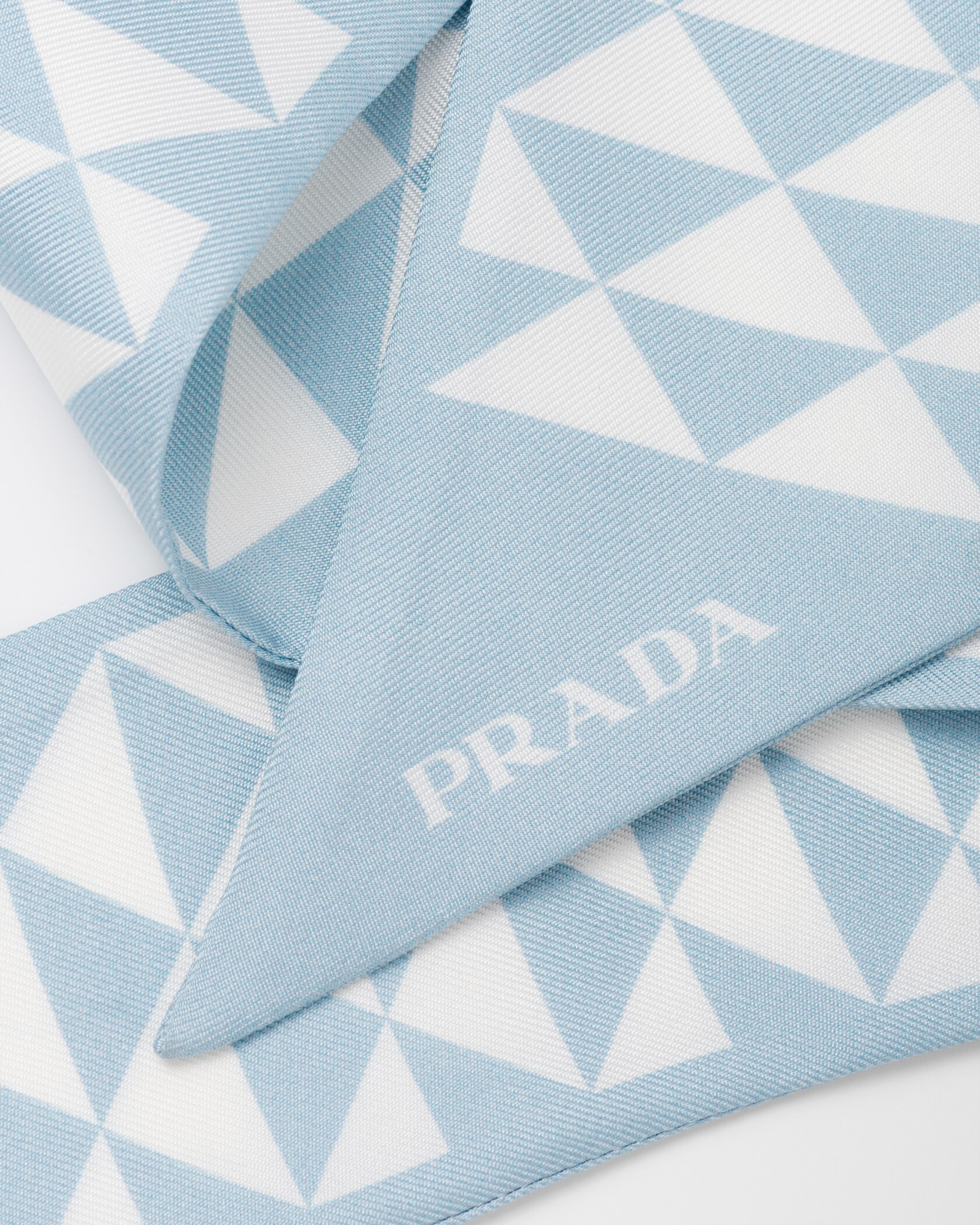Sky Blue/white Printed Silk Twill Scarf | PRADA