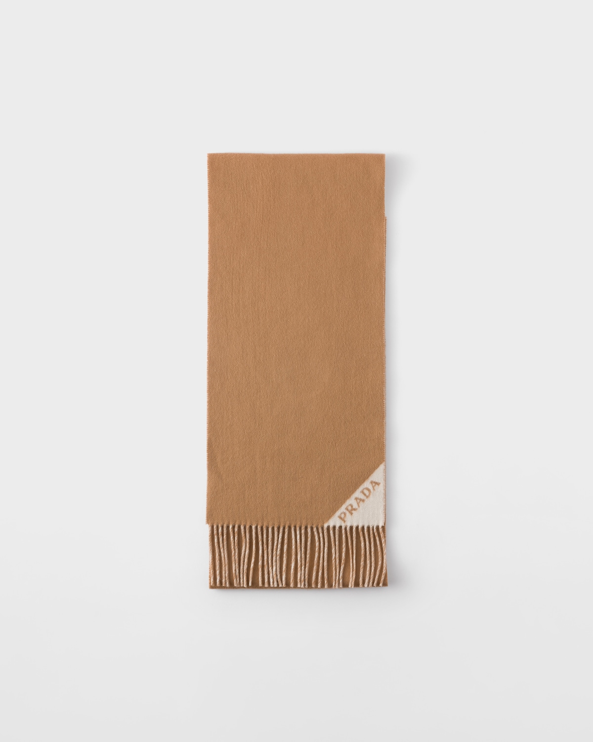 Bufanda De Tejido Doble De Cachemir Beige Cámel/blanco Tiza | PRADA