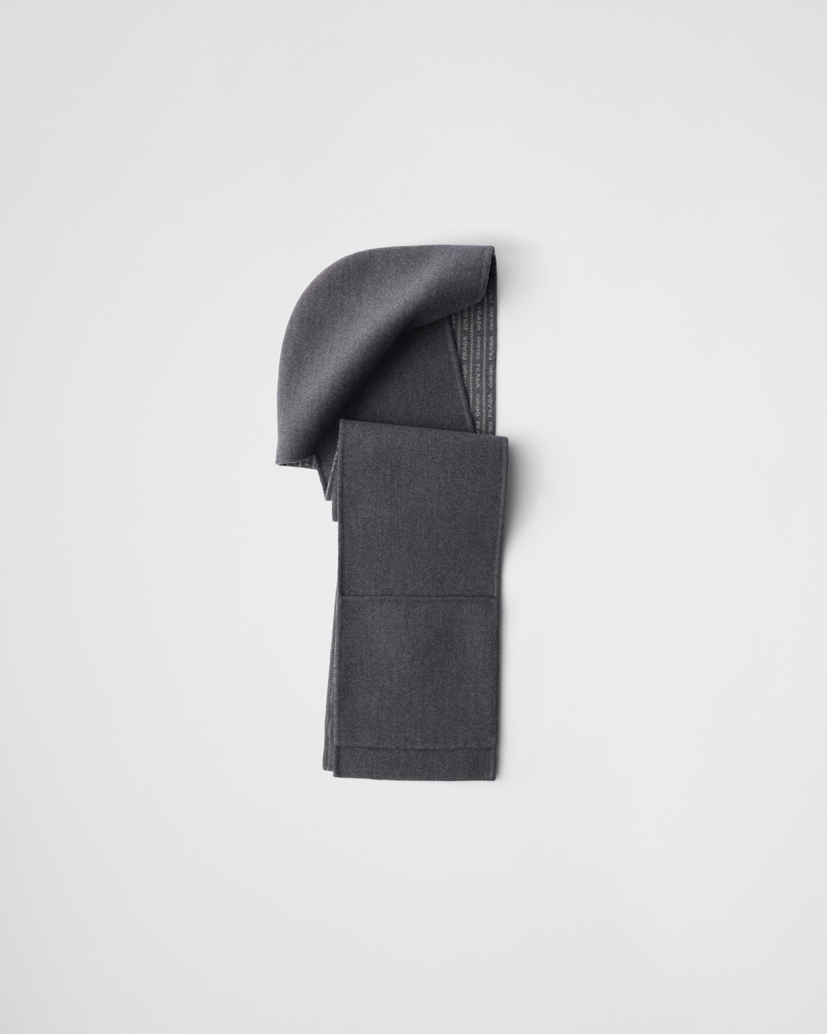 Gray/white Double Wool Hooded Scarf | PRADA