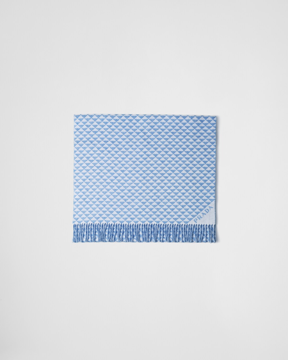 Air Force Blue/white Symbole Double Wool And Cashmere Stole | PRADA