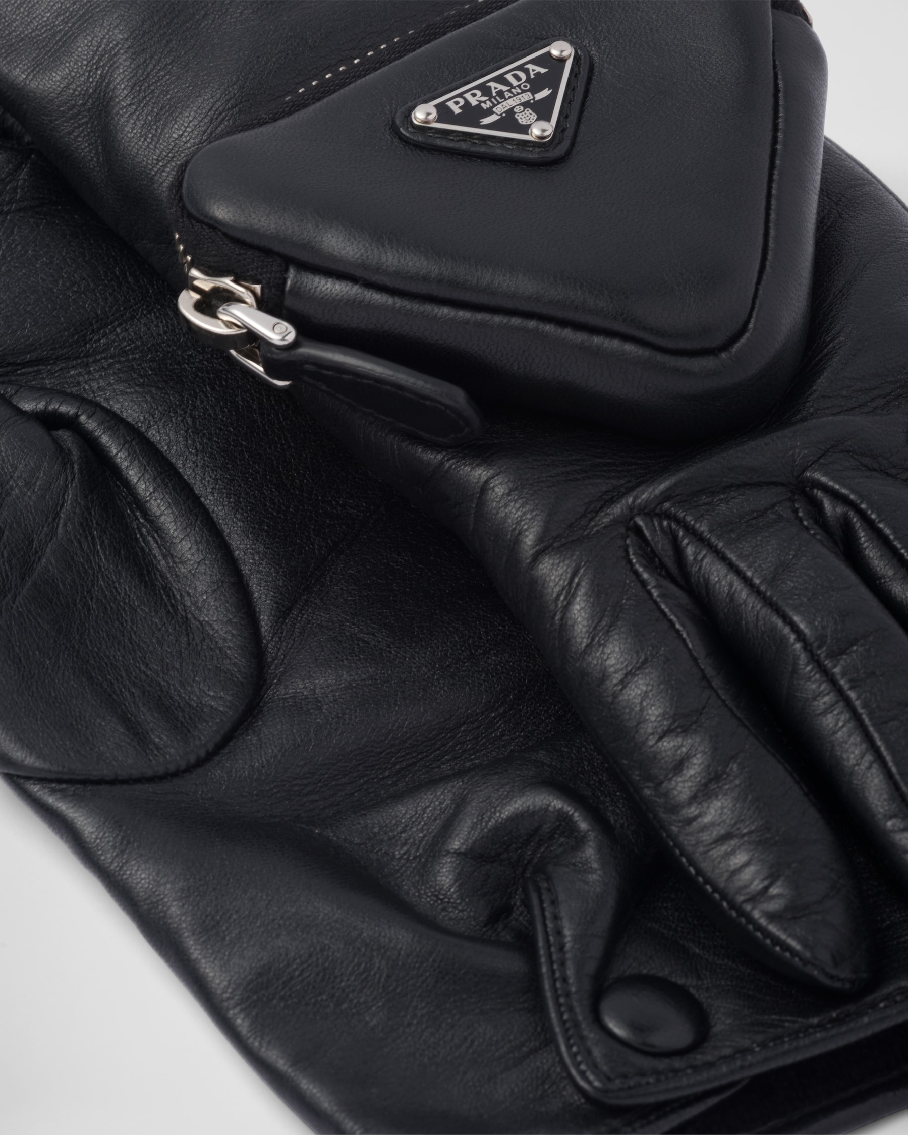 Black Nappa Leather Gloves With Pouch | PRADA