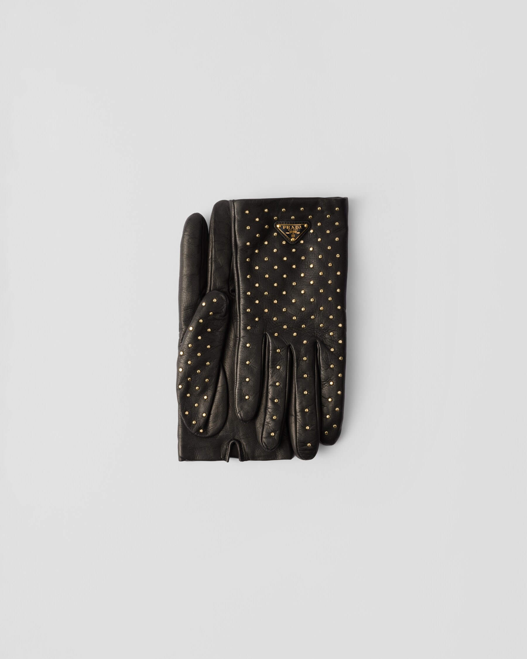 Black Studded Nappa Leather Gloves | PRADA