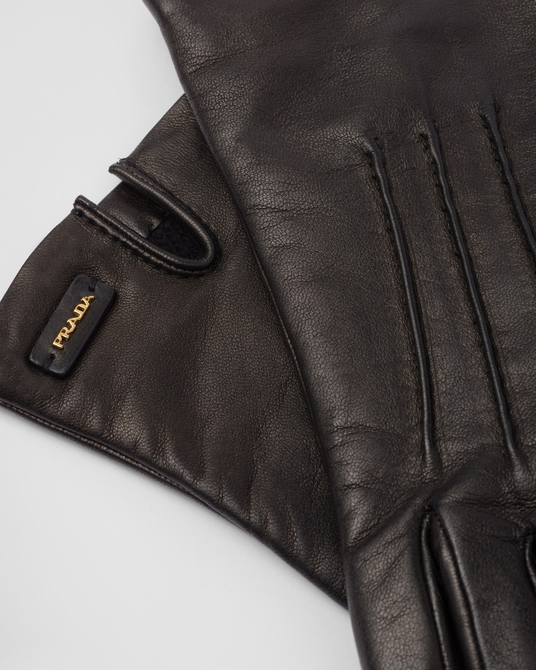 Black Leather Gloves | PRADA
