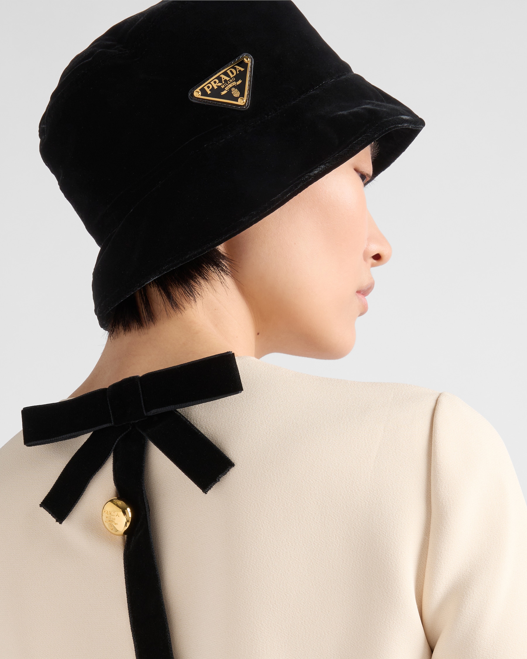 Black Velvet Bucket Hat | PRADA