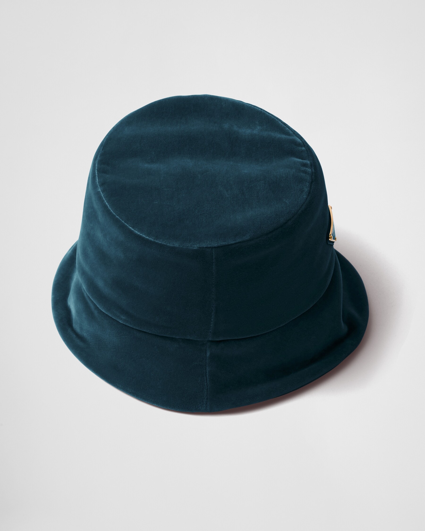 Dark Teal Velvet Bucket Hat | PRADA