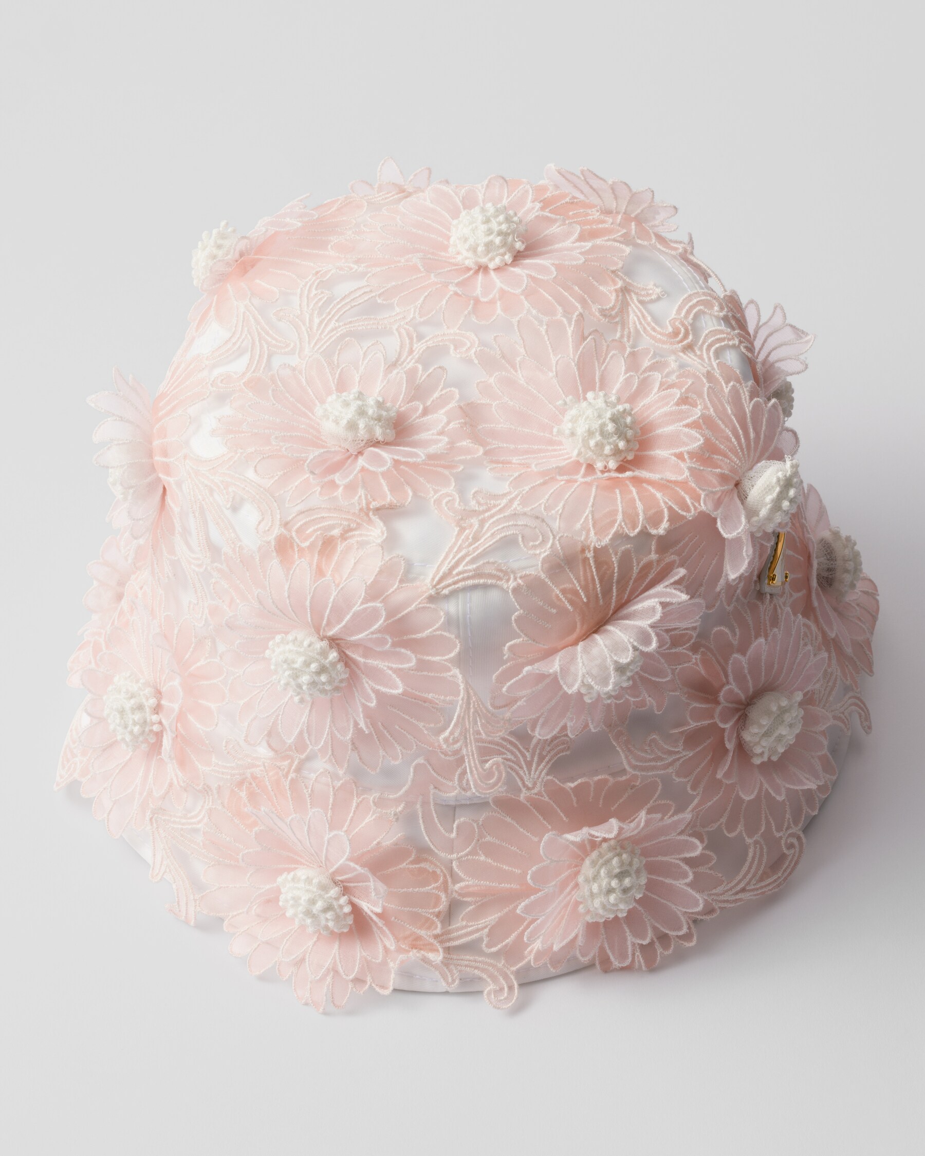Alabaster Pink Guipure Lace Bucket Hat | PRADA