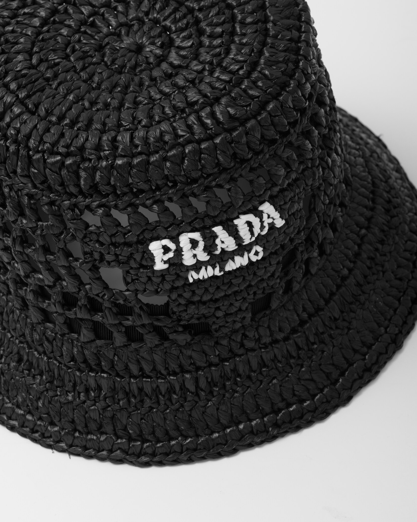 Black Woven Fabric Bucket Hat | PRADA