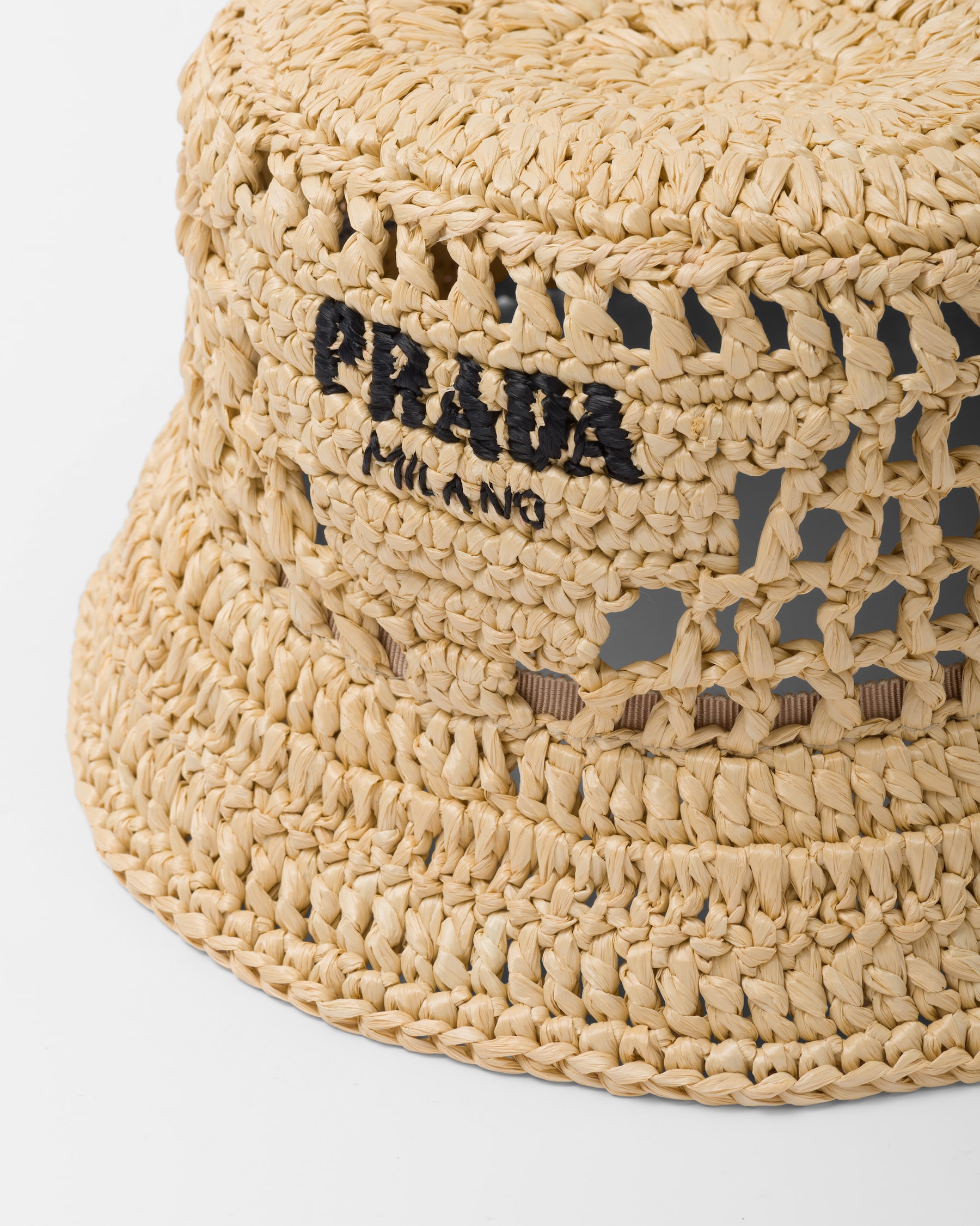 Natural Crochet Bucket Hat | PRADA