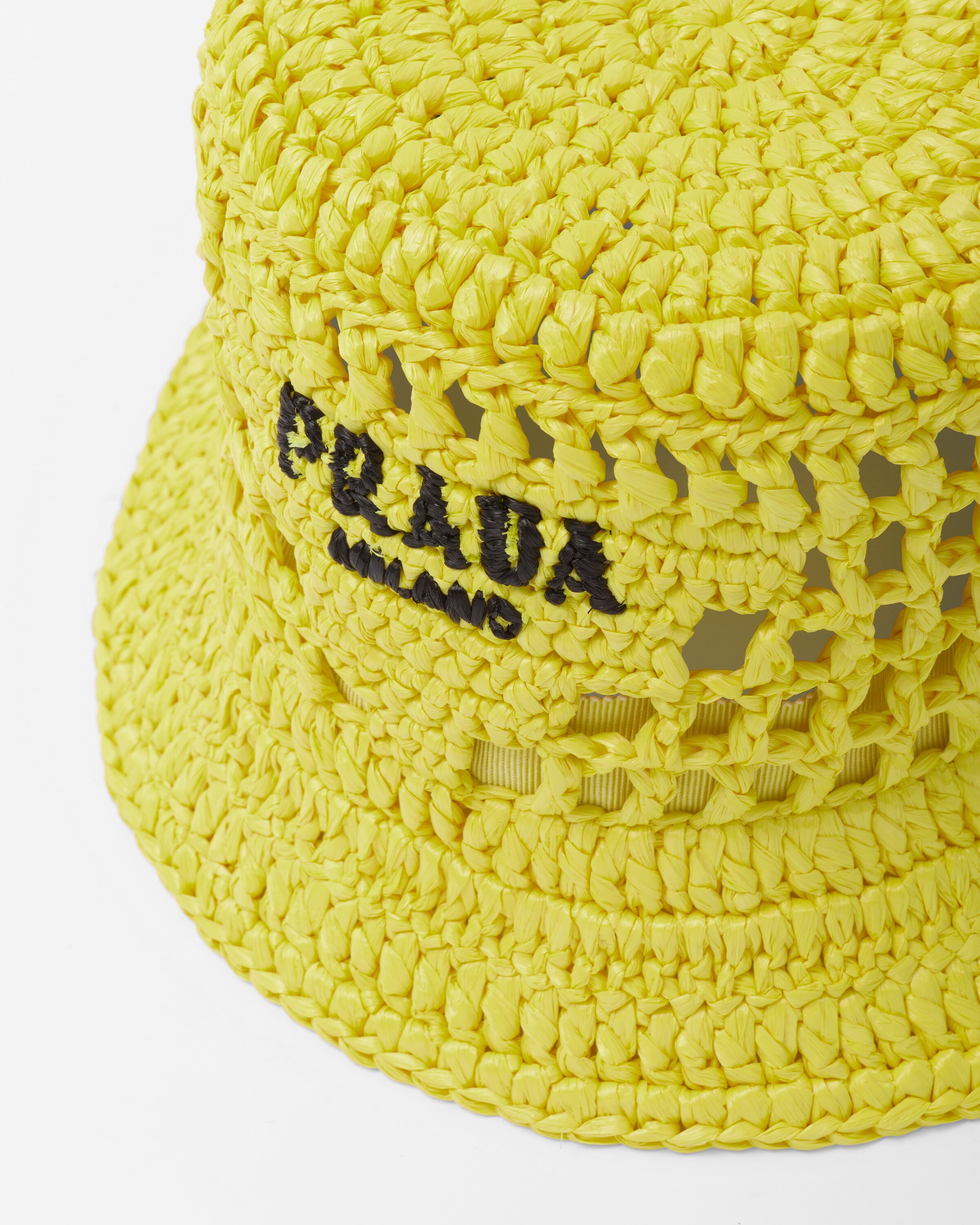 Citron Yellow Woven Fabric Bucket Hat | PRADA