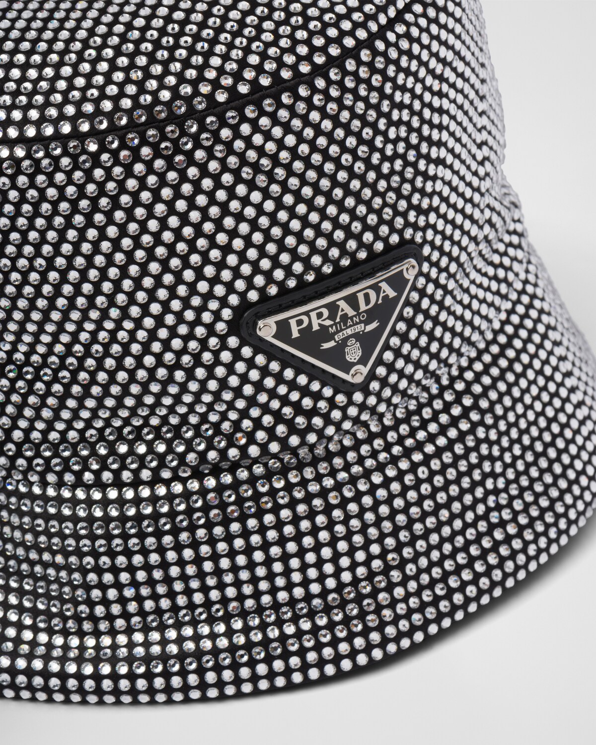 Crystal Satin Bucket Hat With Crystals | PRADA