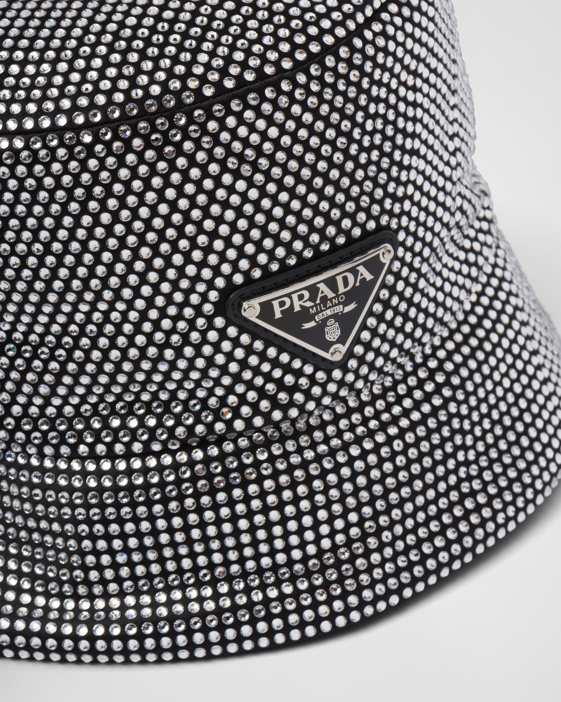Crystal Satin Bucket Hat With Crystals | PRADA