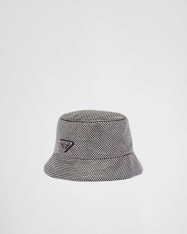 Crystal Satin Bucket Hat With Crystals | PRADA