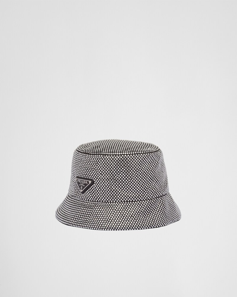 Chapéu Bucket Em Cetim Decorado Cristal | PRADA